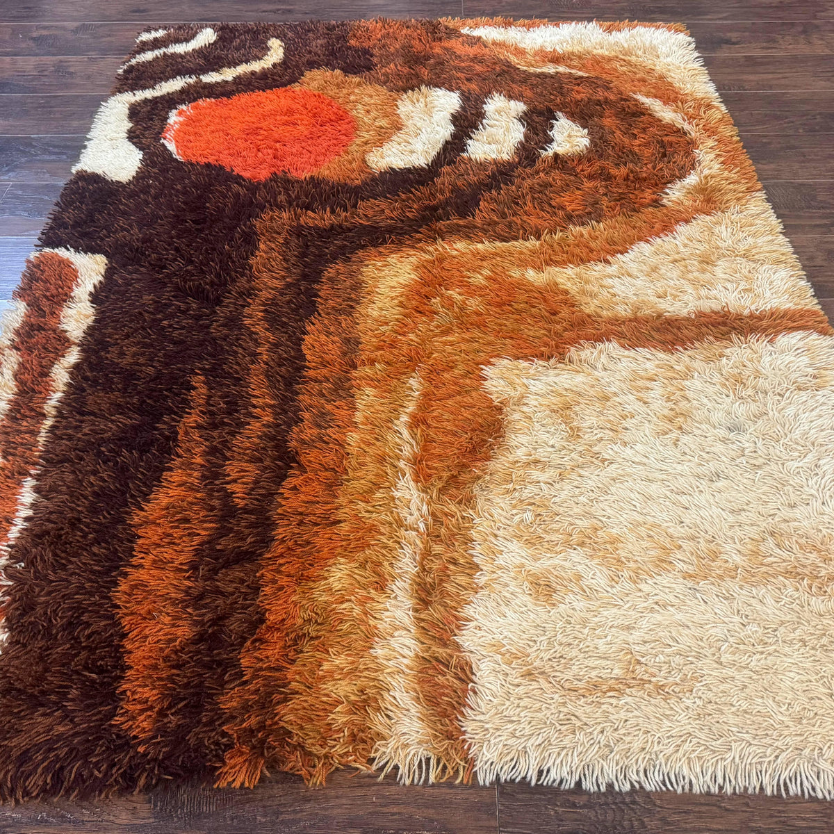 Danish Rya Shag Rug, Mid Century Modern Vintage Retro Abstract Carpet ...