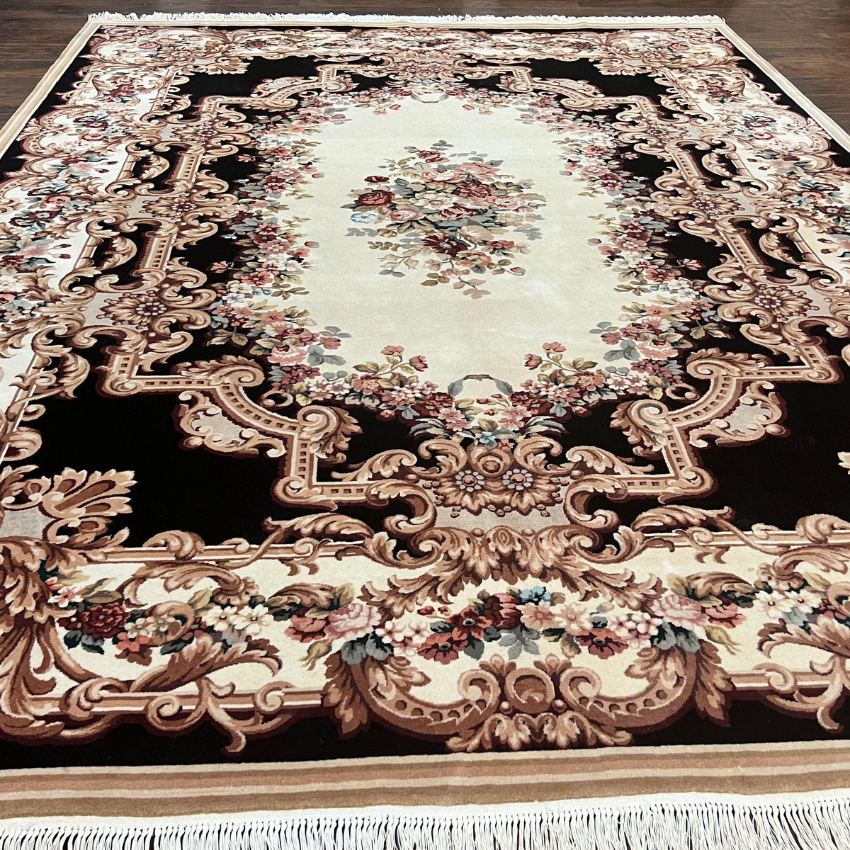 Aubusson Rug 9x12, French European Design, Wool Handmade Vintage Room ...