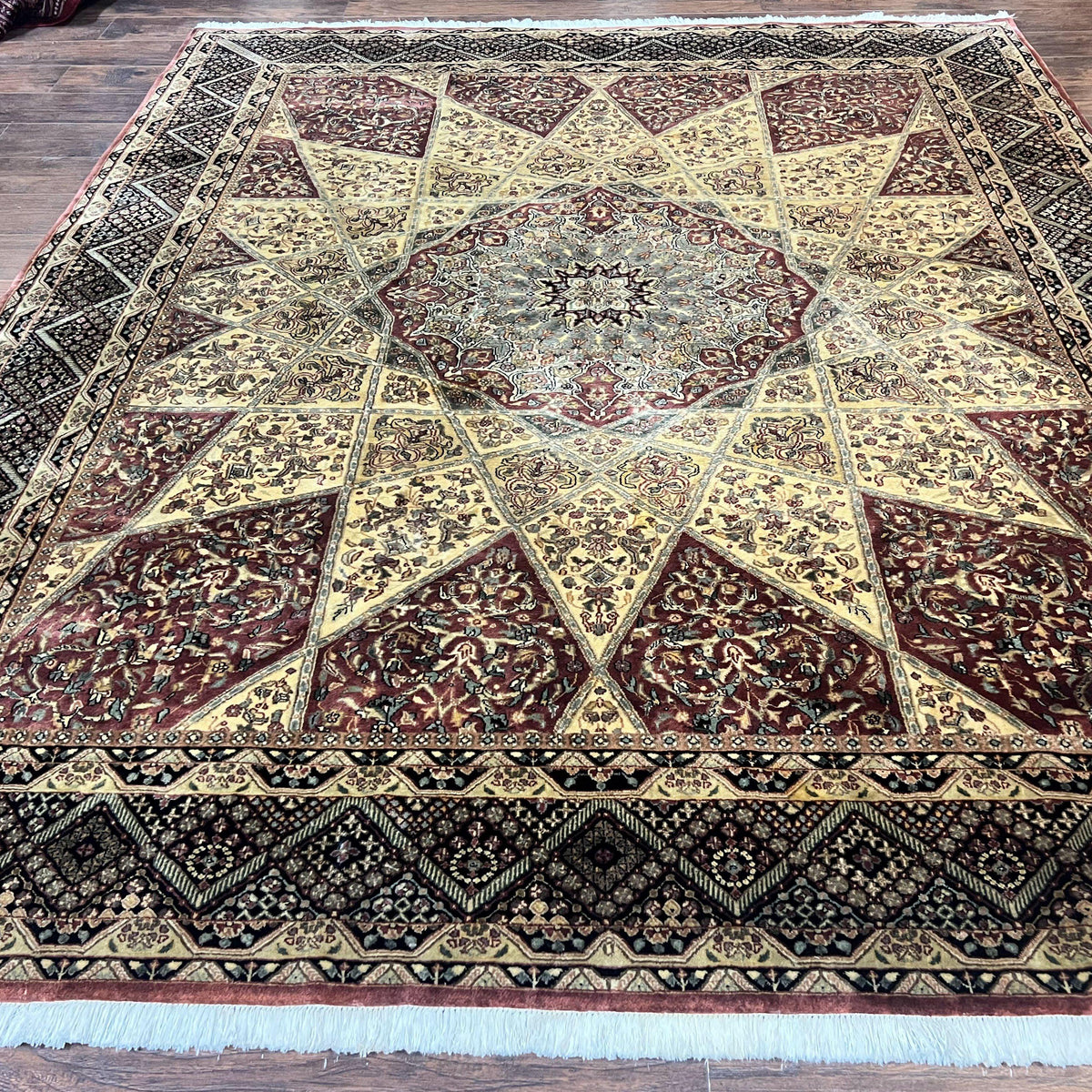 Indo Persian Rug 8x10, Dome Design, 210 KPSI, Handmade Vintage Wool Ru ...