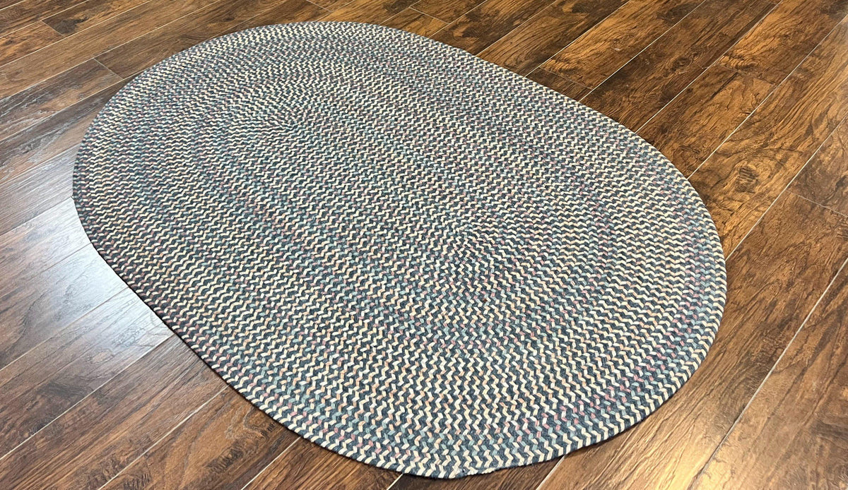 Oval Braided Rug 4x6, Vintage Hand Braided Rug, Multicolor Braided Rug ...