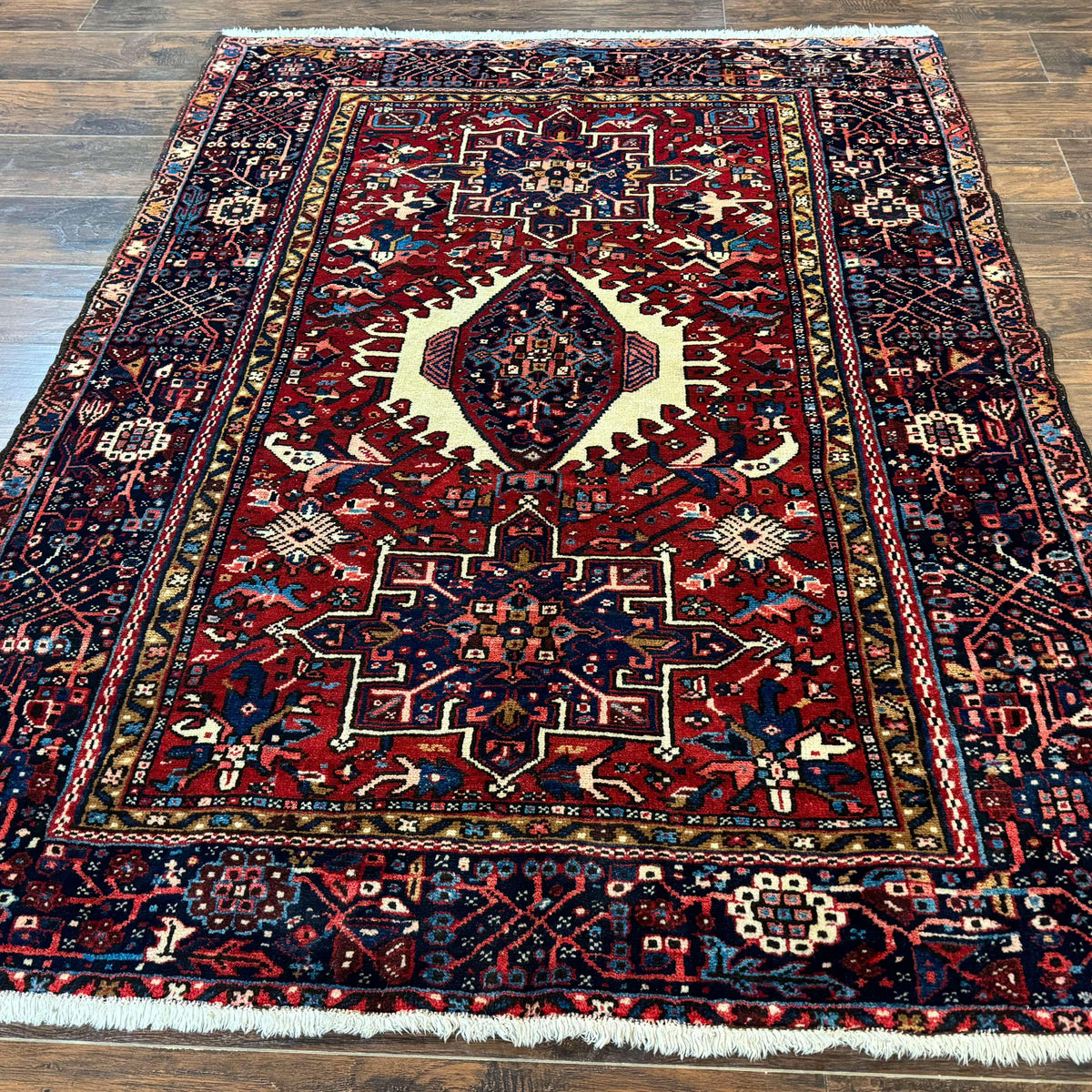 Persian Karajeh Rug 5x6, Antique Heriz Carpet, Geometric, Persian Trib ...