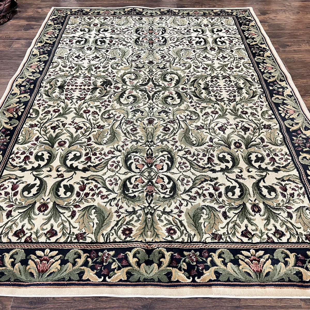 Oriental Rug 8x11, Floral Pattern, Ivory and Black – Jewel Rugs