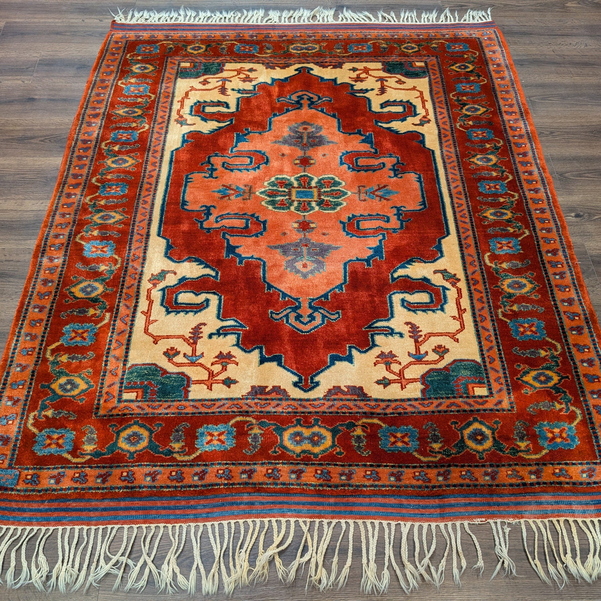 Turkish Azeri Rug 5x7, Geometric Wool Carpet – Jewel Rugs