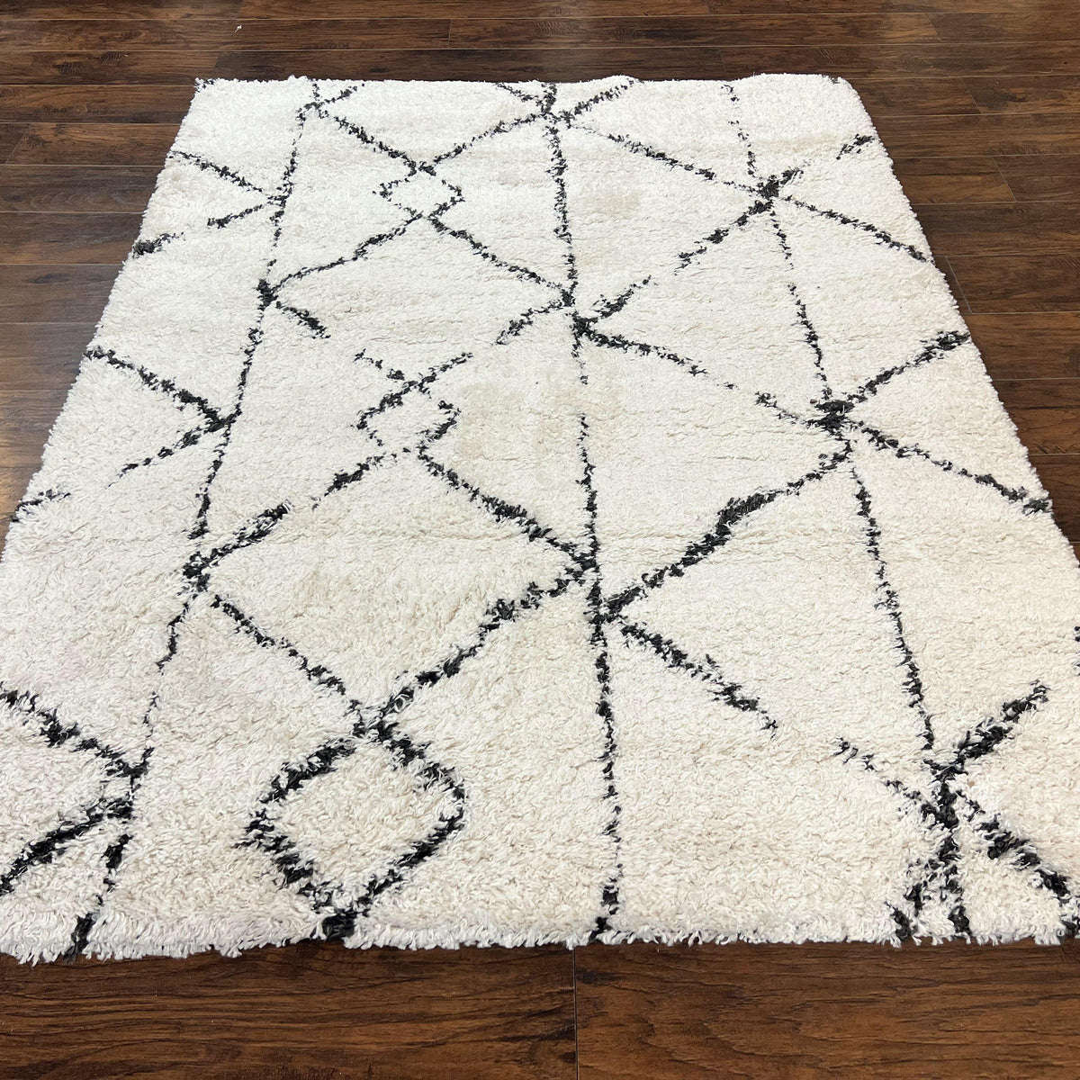 Modern Shag Rug 5x7, Ivory, Abstract Shag Rug, Wool – Jewel Rugs