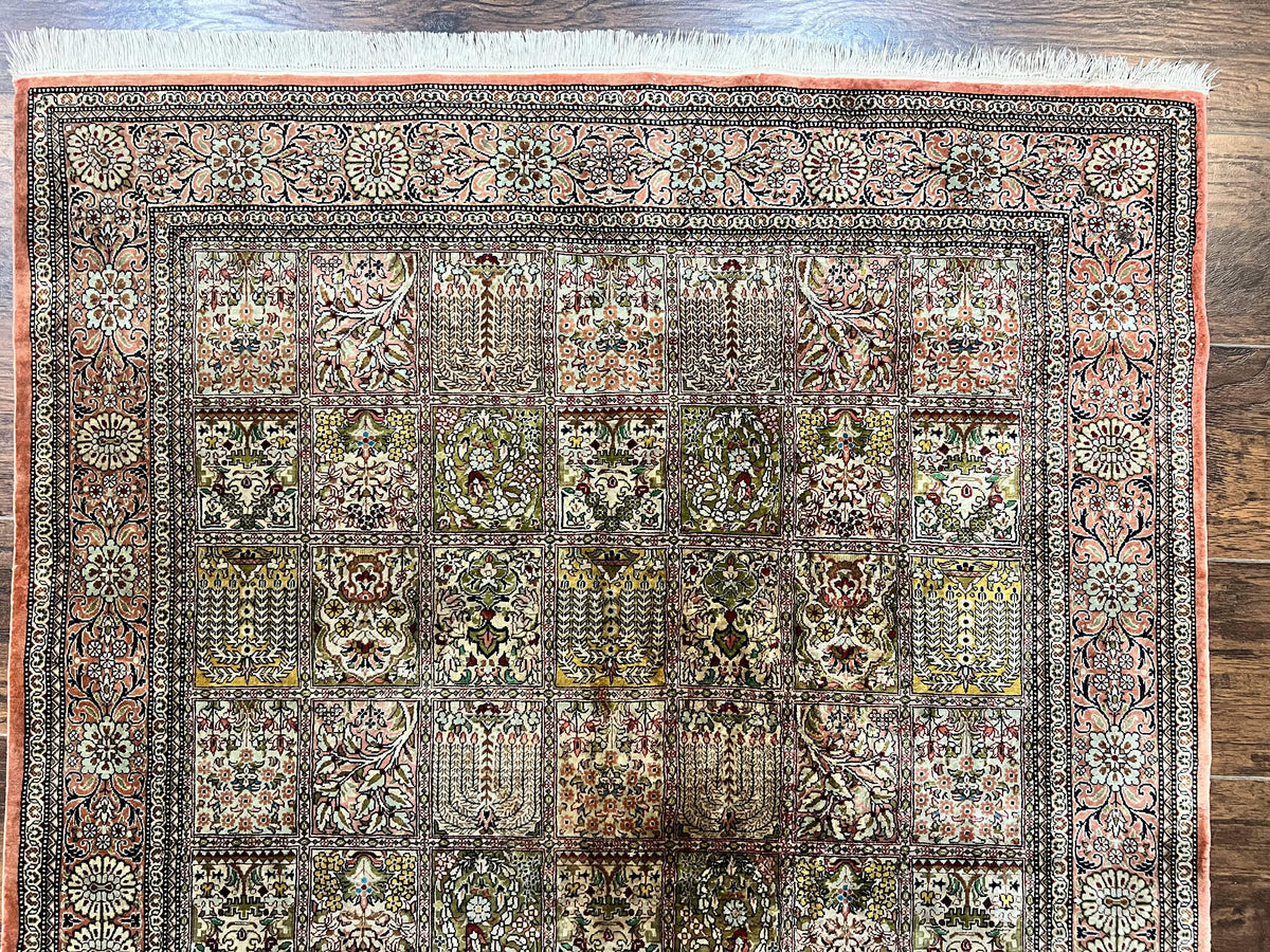 Magnificent Persian Silk Rug 3.7 x 5, Persian Qum Rug, Panel Design, K ...