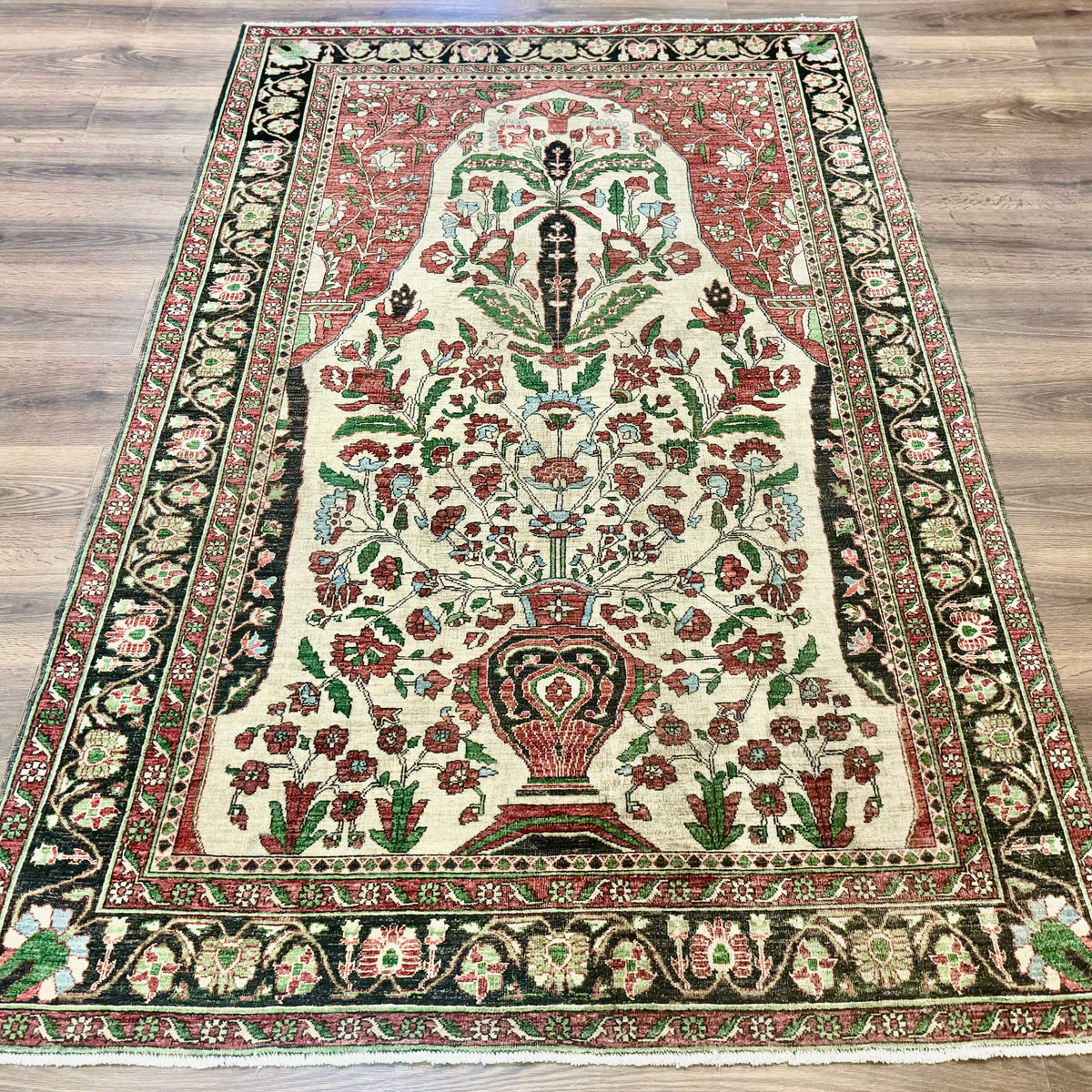 Persian Sarouk Rug 5x7 – Tree of Life Prayer Rug, Persian Vase Design ...
