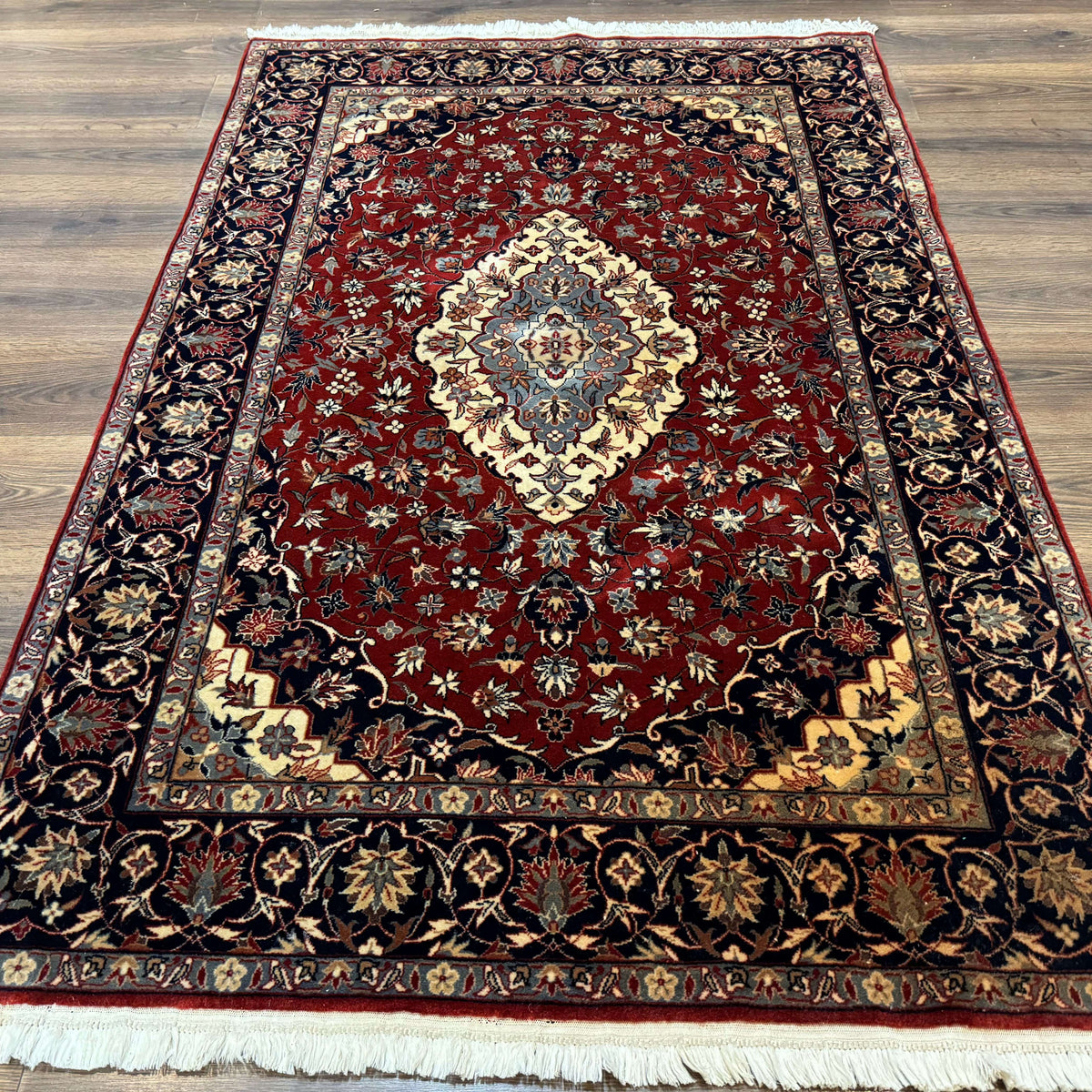 Sino Persian Rug 4x6, Traditional Wool Hand Knotted Carpet, Red Navy B ...