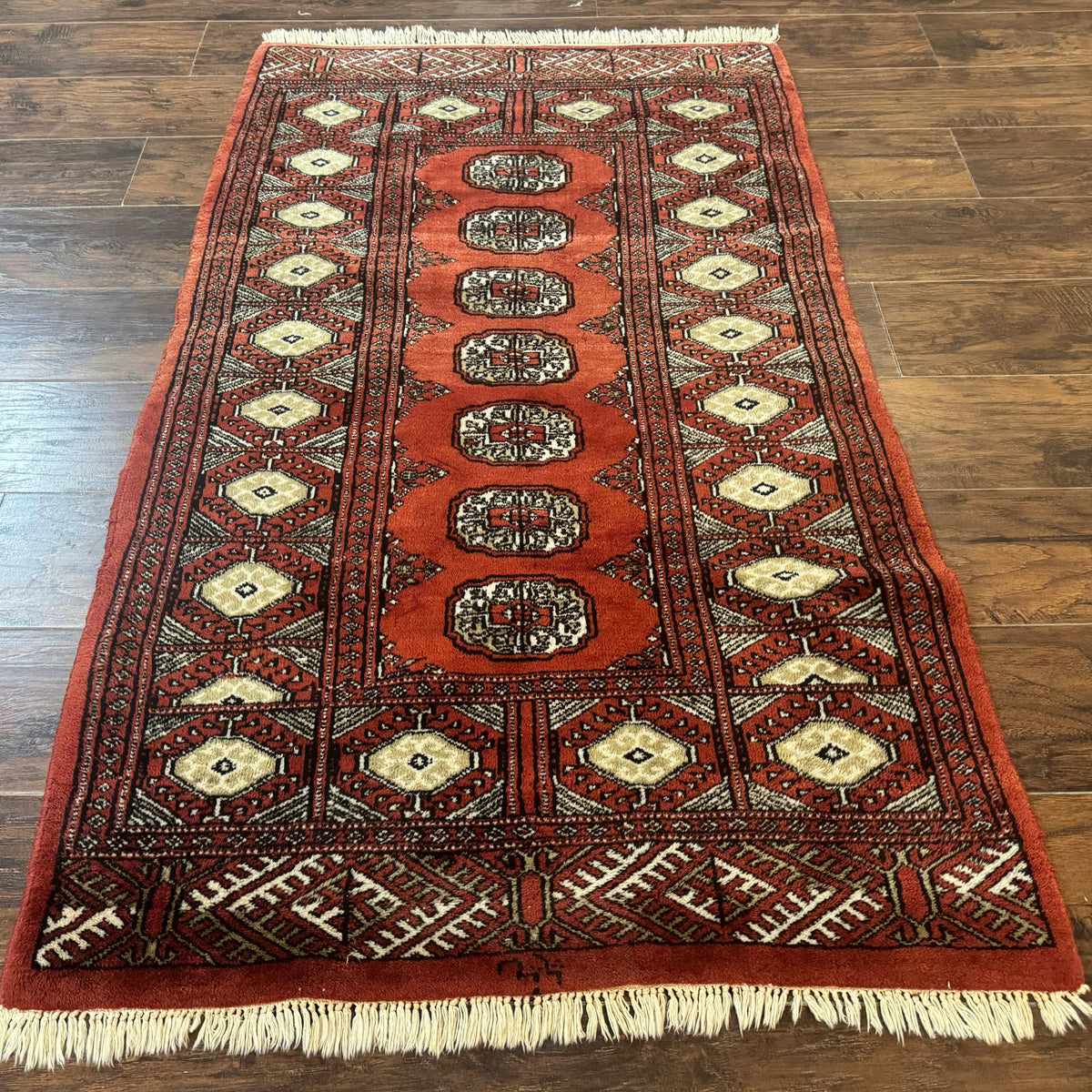 Red Pakistani Turkoman Rug 3x5, Bokhara Design, Vintage, Signed – Jewel ...