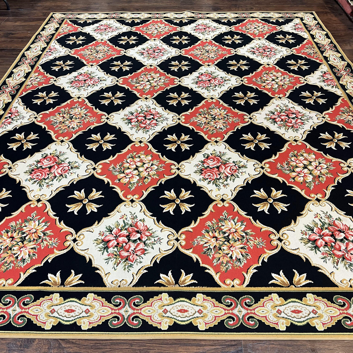 Large Stark Area Rug 9.6 x 11.7, Custom Vintage Stark Carpet, Red Blac ...