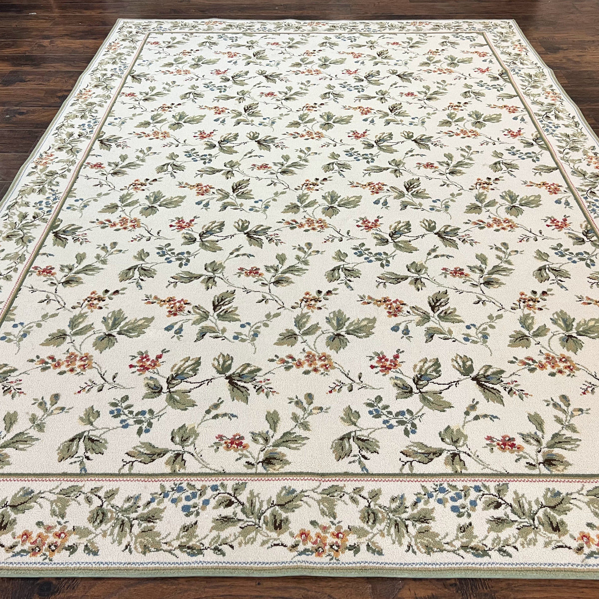 Vintage Stark Carpet 7x10, Ivory and Green, European Aubusson Design ...