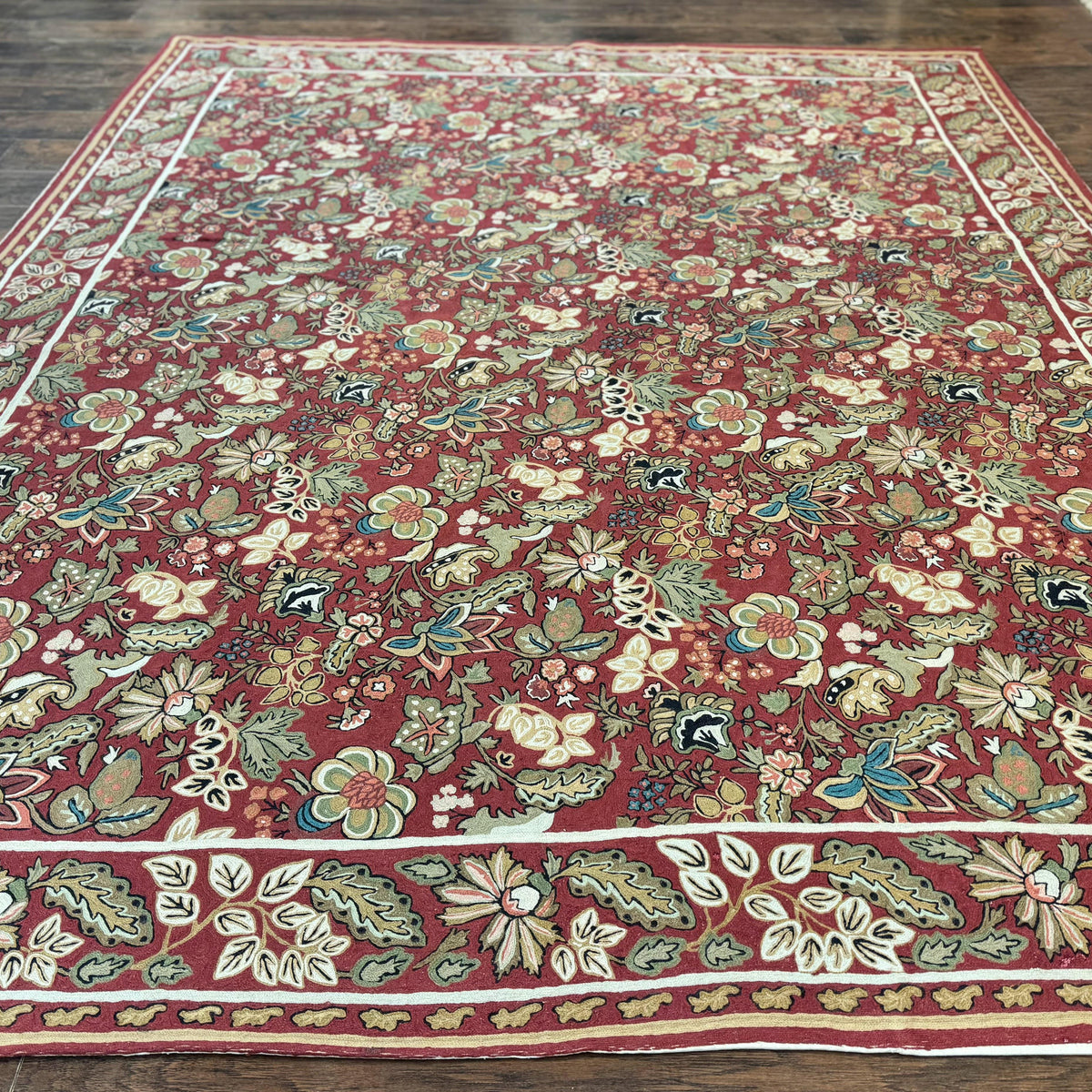 Indian Hand Stitched Rug 8x10, Large Vintage Floral Handmade Carpet, D ...