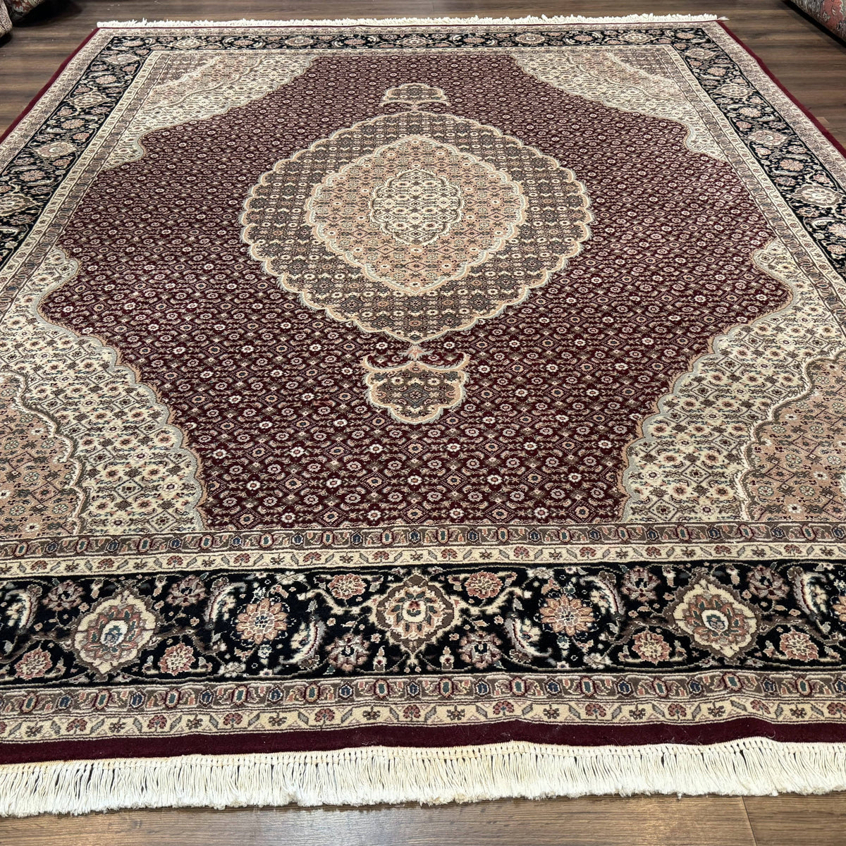 Sino Persian Rug 8x10, Herati, Elegant Oriental Carpet, Dark Maroon ...