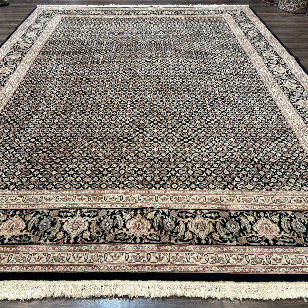 Sino Persian Mahi Rug 9x12, Wool and Silk, Black – Jewel Rugs