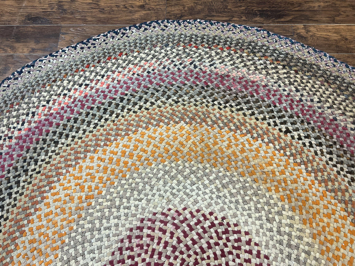 Large American Braided Rug 9x9, Multicolor Vintage Braided Carpet ...
