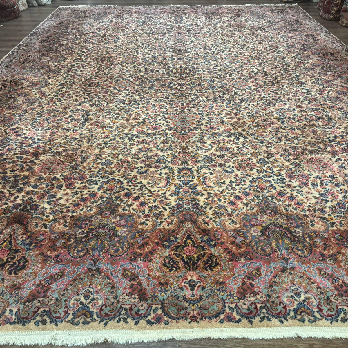 11x16 Karastan Ivory Kirman Rug #759, Floral Kirman, Wool, Original 70 ...