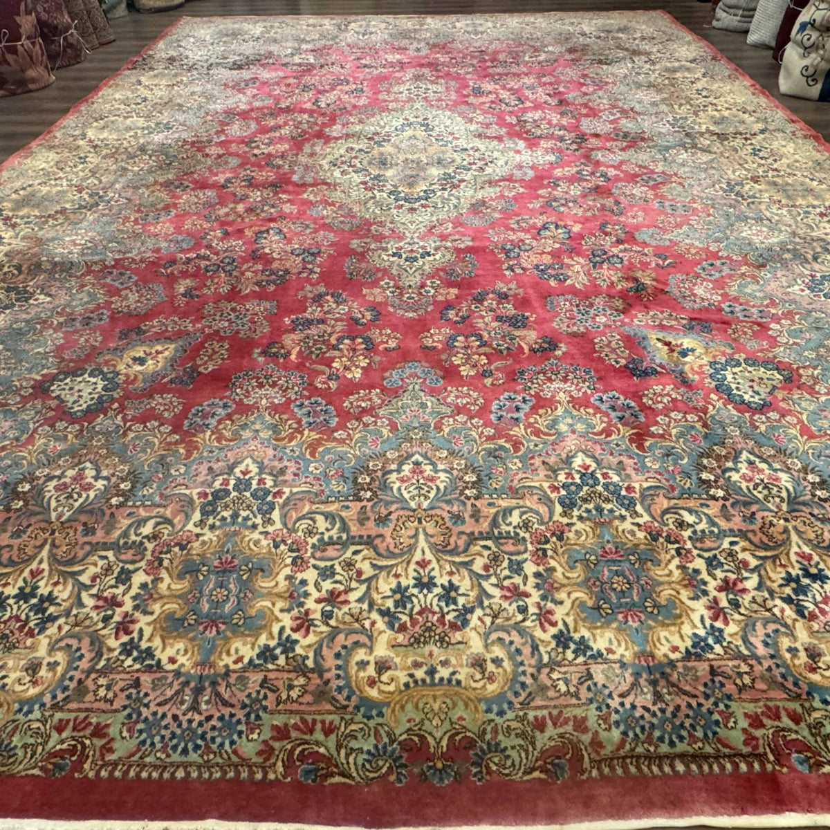 Persian Kerman Rug 12x18 Red Palace Sized Wool Handmade Carpet – Jewel Rugs