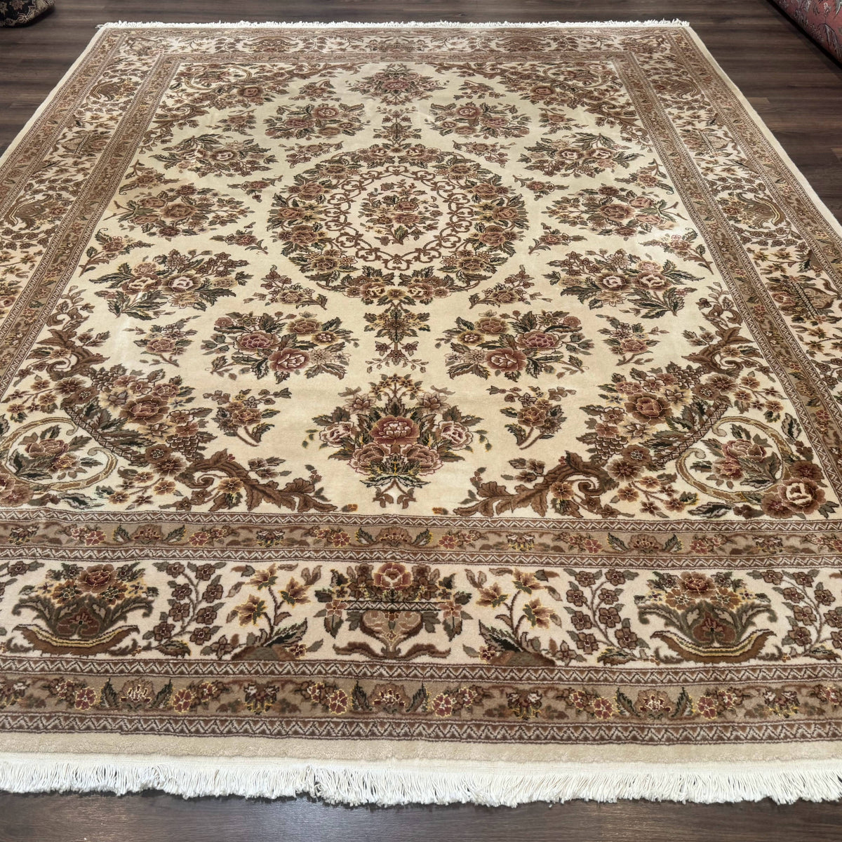 Sino Persian Rug 8x10, Floral, Elegant, Fine 225 KPSI, Beige, Wool & S ...