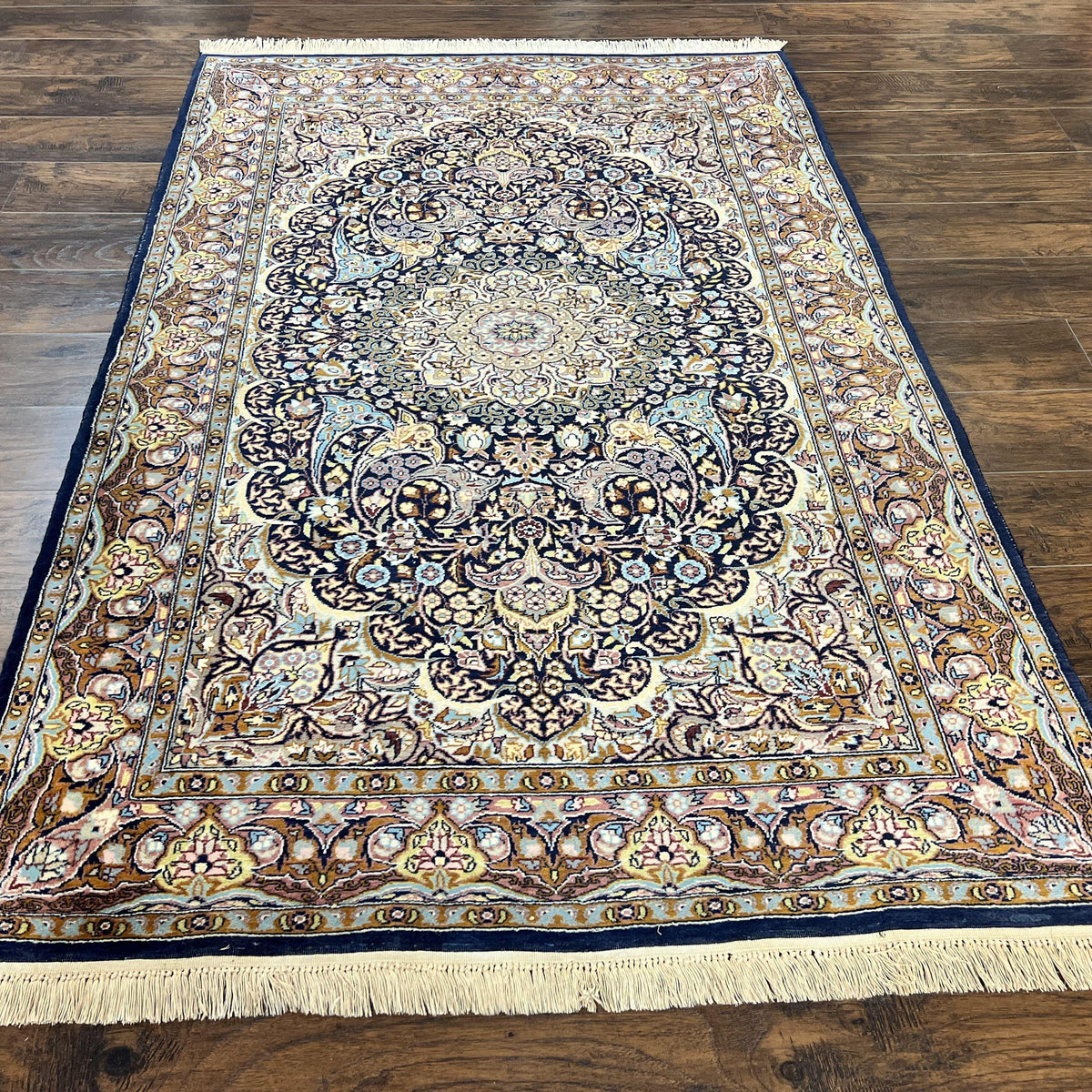 Pak Persian Rug 5x7, Navy Blue Hand Knotted Wool Oriental Carpet 5 x 7 ...