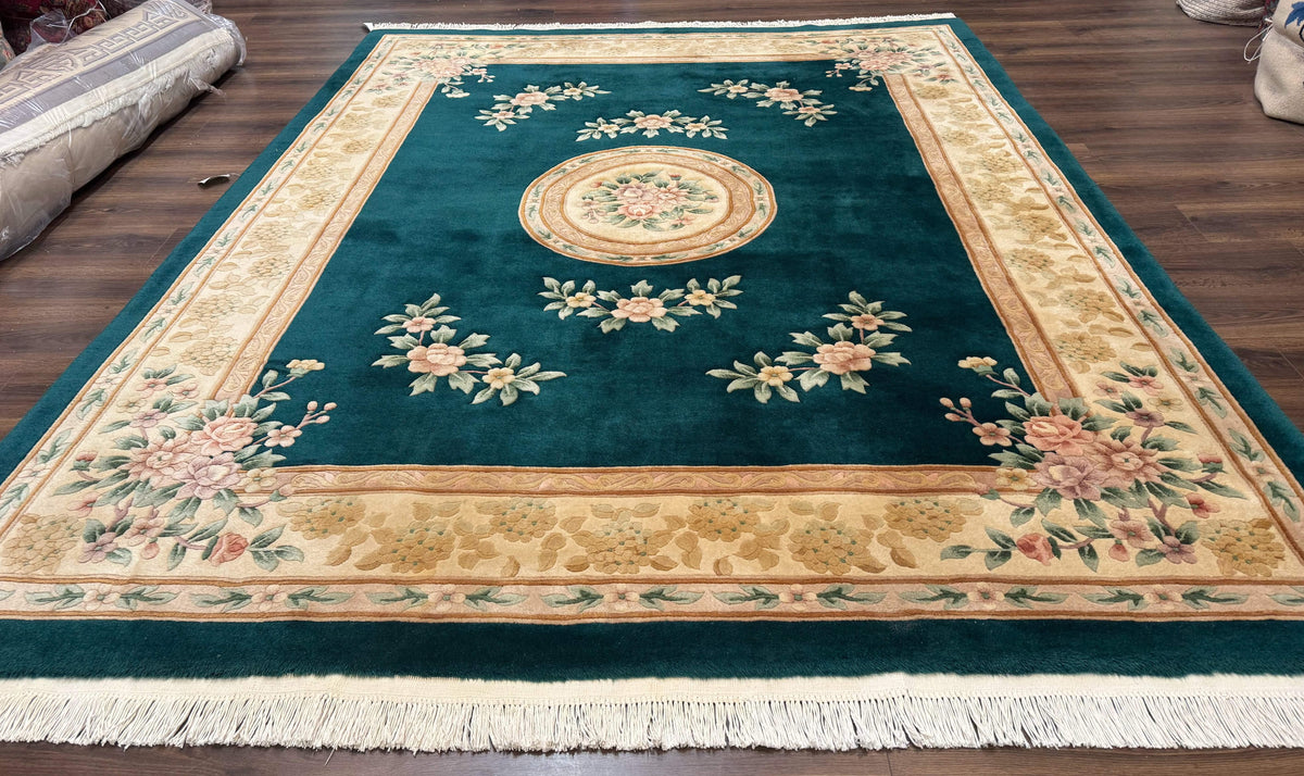 Chinese Wool Rug 8x10, Floral, Soft Thick Pile, Chinese Aubusson 90 Li ...