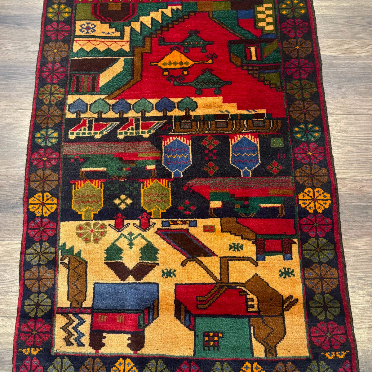 Afghan War Rug 3x4 ft, Hand-Knotted Wool Colorful Carpet – Jewel Rugs