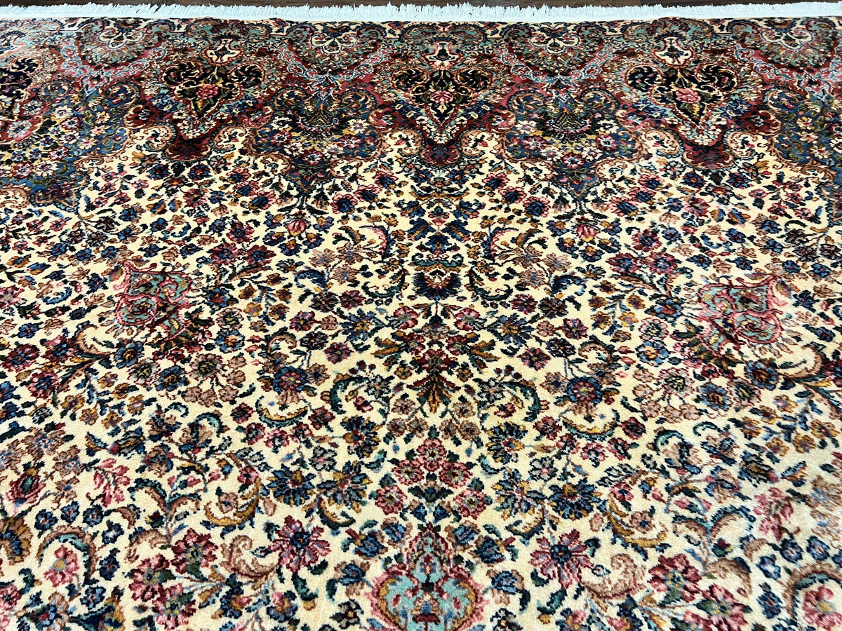 Karastan Ivory Kirman Rug 10x12, Karastan Floral Kirman #759, Wool Kar ...