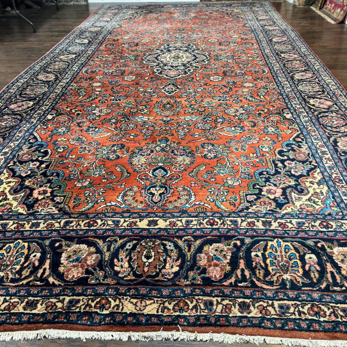 Palace Sized Antique Persian Rug 9x19, Handmade Wool Persian Carpet, R ...