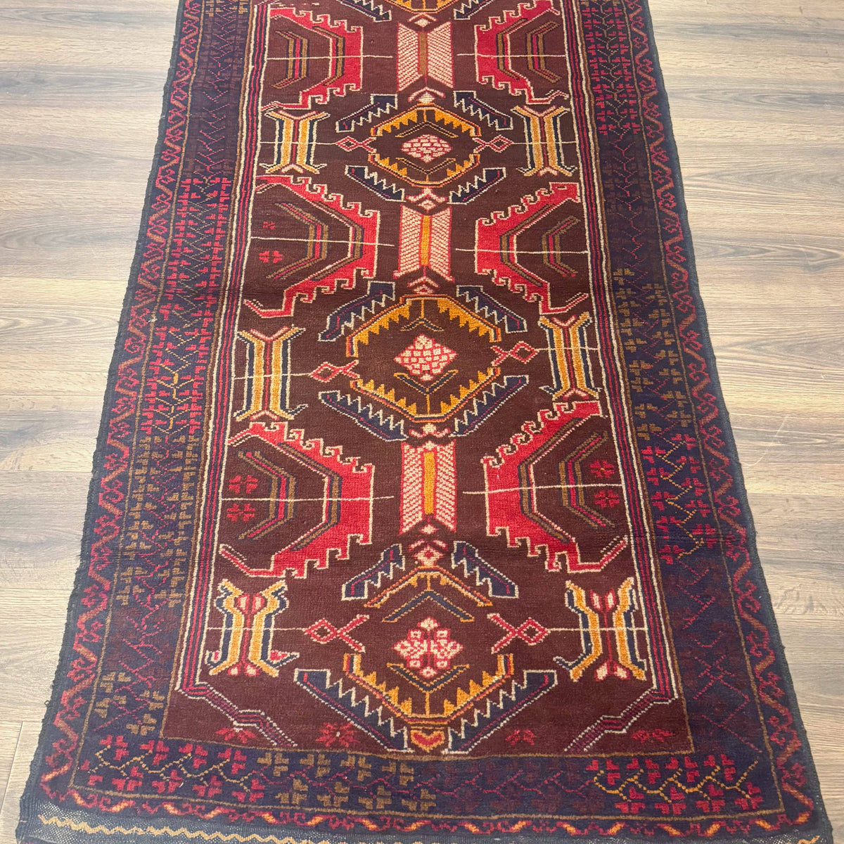 Afghan Rug 3x7, Maroon and Navy Blue, Balouch Carpet, Tribal Rug, New ...