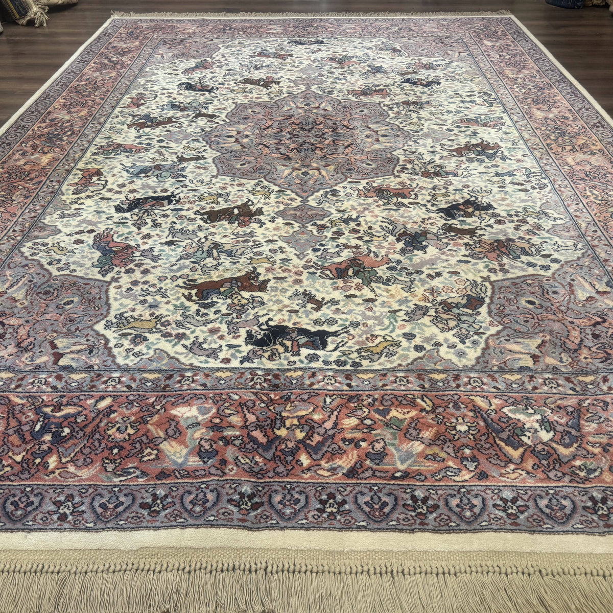 8.8 x 12 Karastan Ivory Hunting Rug #751, Vintage Wool Discontinued Or ...