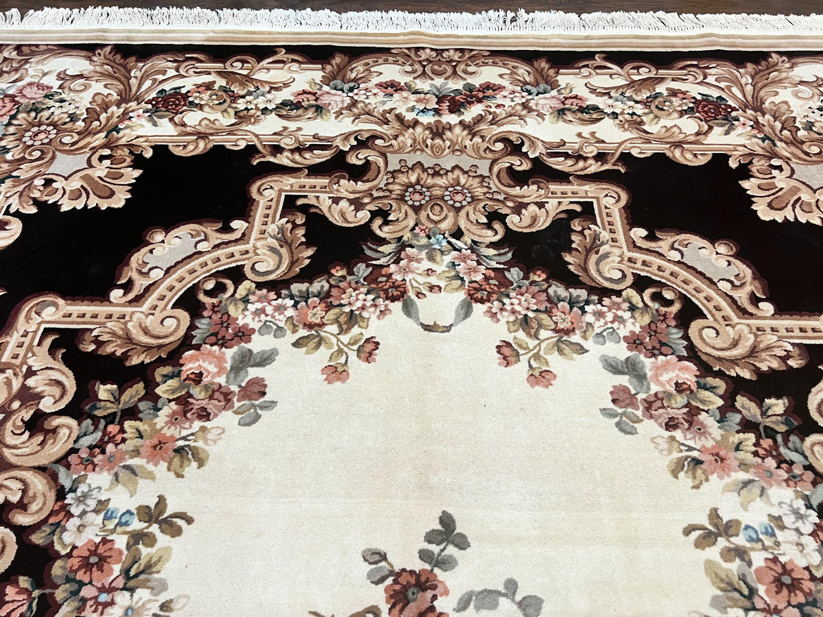 Aubusson Rug 9x12, French European Design, Wool Handmade Vintage Room ...