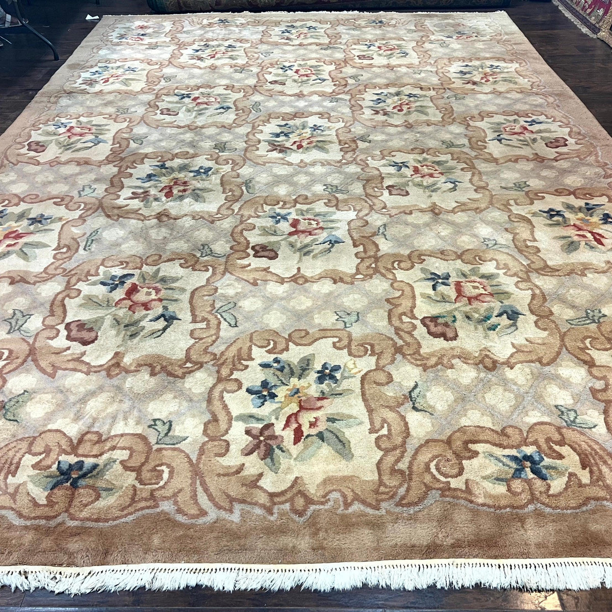 Indo Chinese Aubusson Wool Rug 11x16, Palace Sized Carpet, Oversized H ...