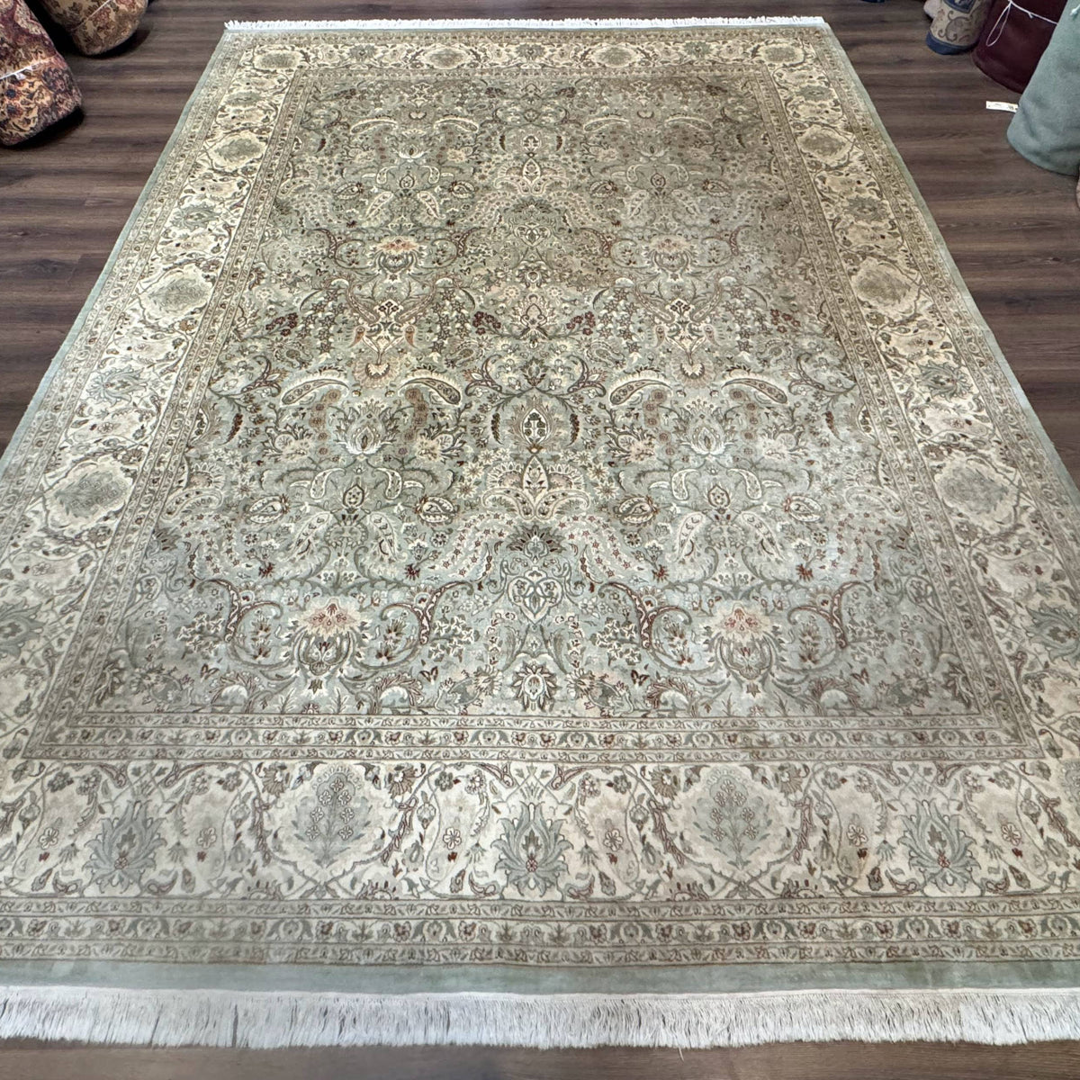 Fine Pak Persian Rug 9x12, Light Sage Green & Ivory, Allover Pattern ...