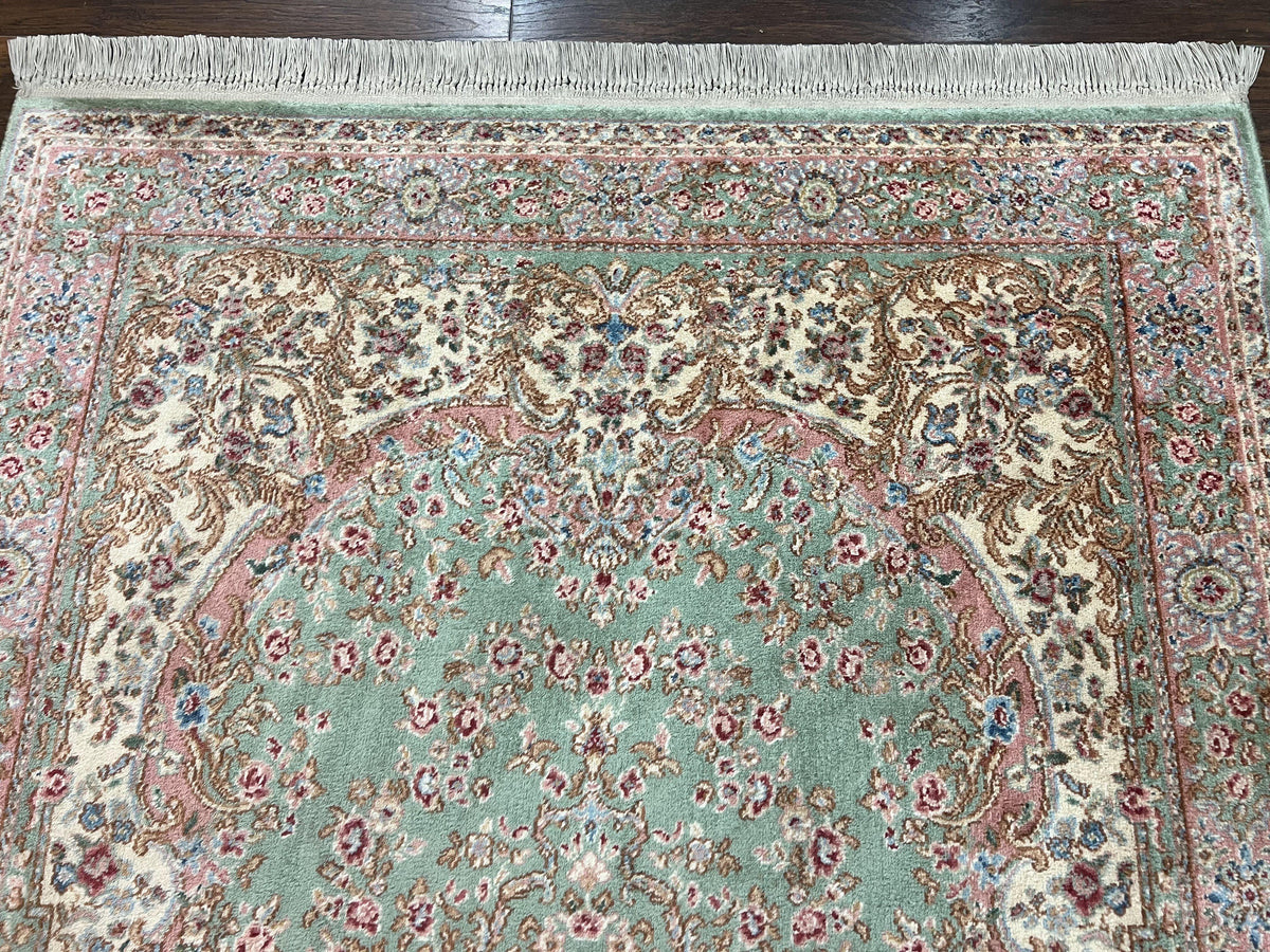 Karastan Rug #712, Green Medallion Kirman 5.9 x 9, Wool Carpet Origina ...