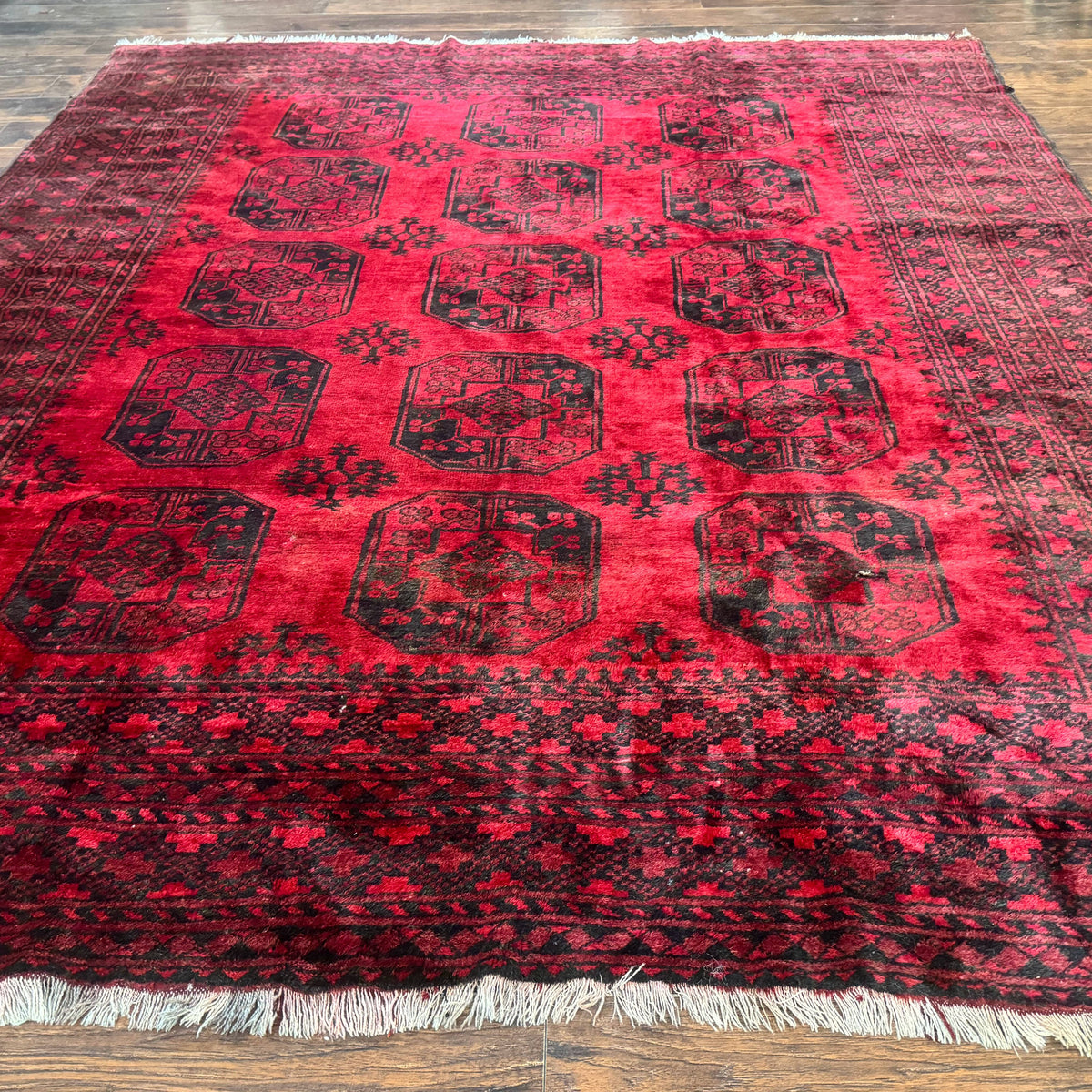 Afghan Turkoman Rug 9x10, Red Beshir Carpet, Tribal, Wool, Antique ...