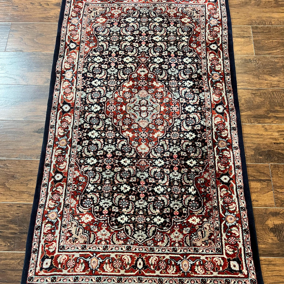 Indo Persian Rug 3x4, Herati Allover Pattern, Midnight Blue and Red, S ...