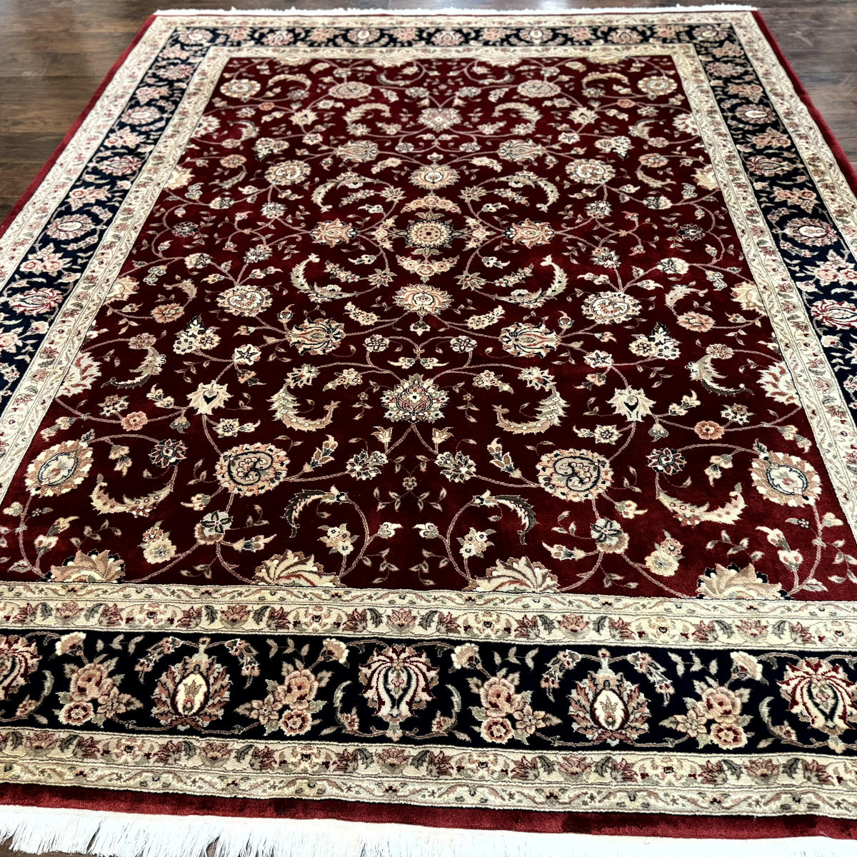 Maroon Persian Area Rug 8x10, Floral Allover, Pak Persian, Wool and Si ...