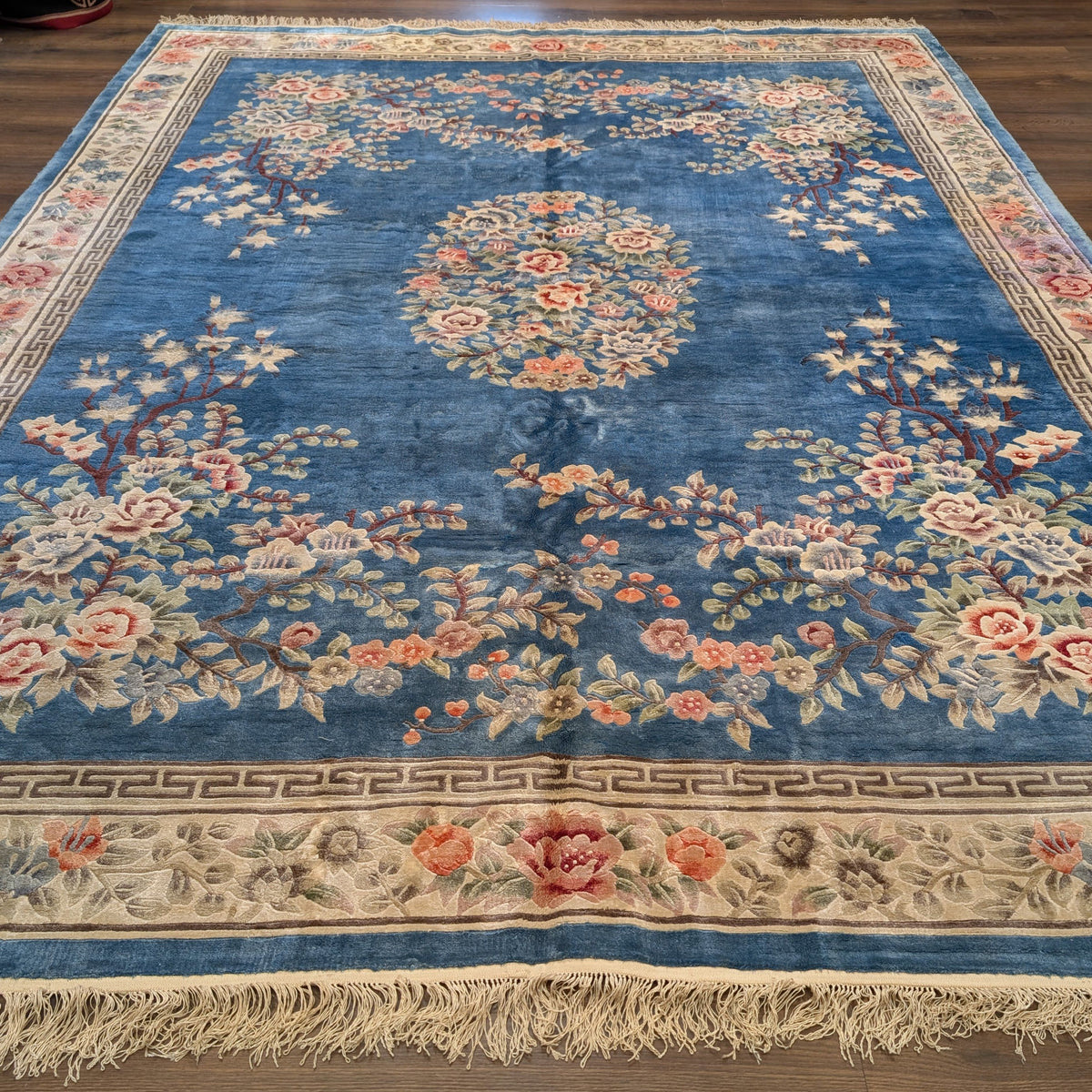 Silk Rug 8x10, Light Blue, Chinese Aubusson, Floral, Handmade – Jewel Rugs
