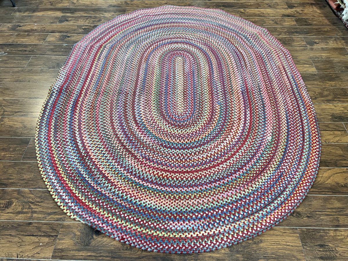 American Braided Rug 7x9, Multicolor Large Oval Braided Carpet, Vintag ...