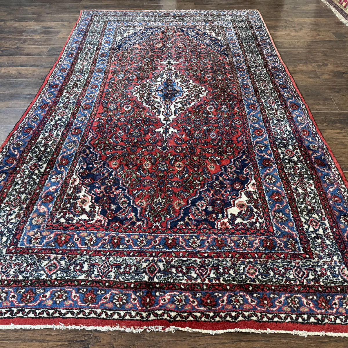 Persian Tribal Rug 6x11, Red Blue Ivory, Antique Persian Carpet, Hamad ...