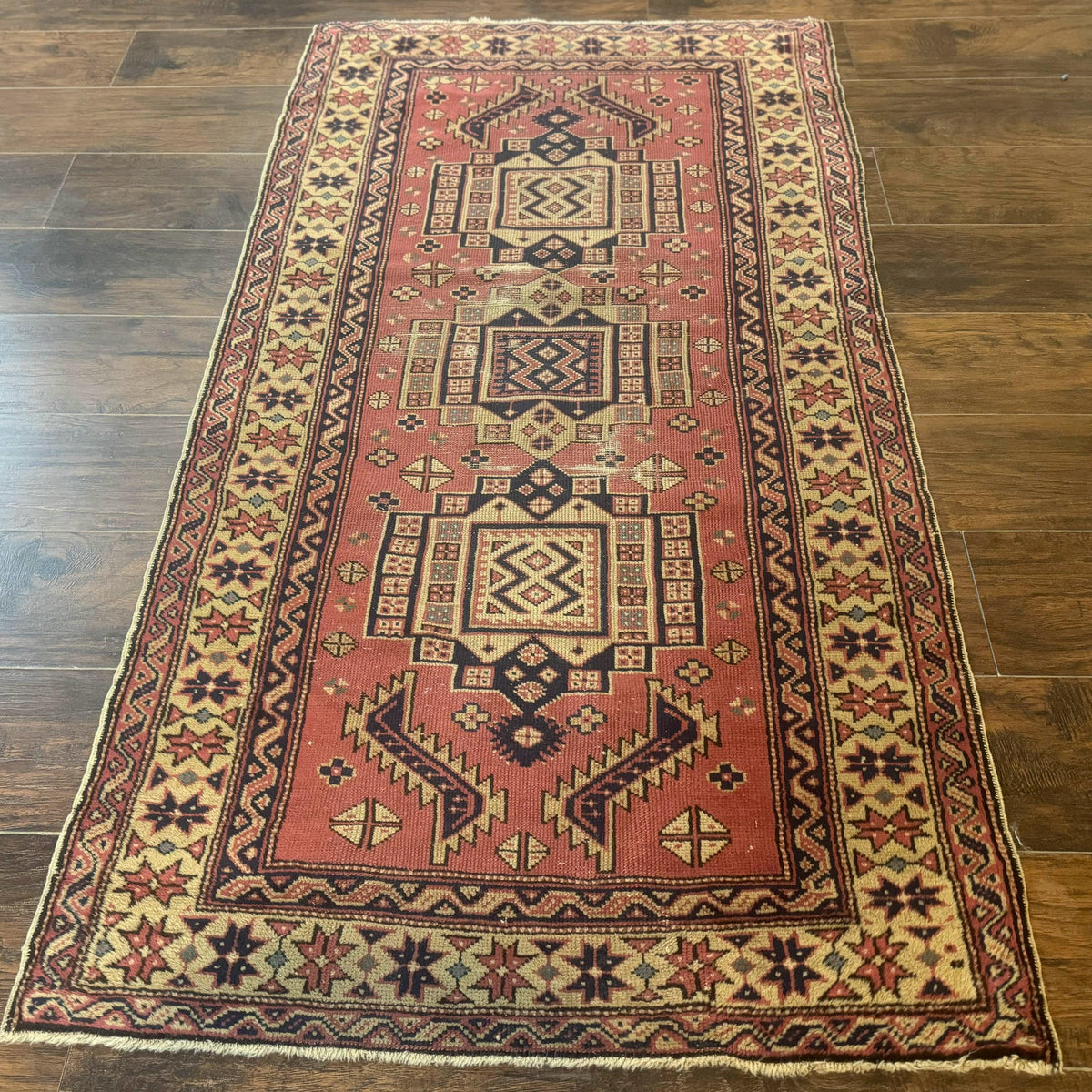 Antique Turkish Sparta Rug 3x6, Geometric Caucasian Kazak Pattern, Han ...