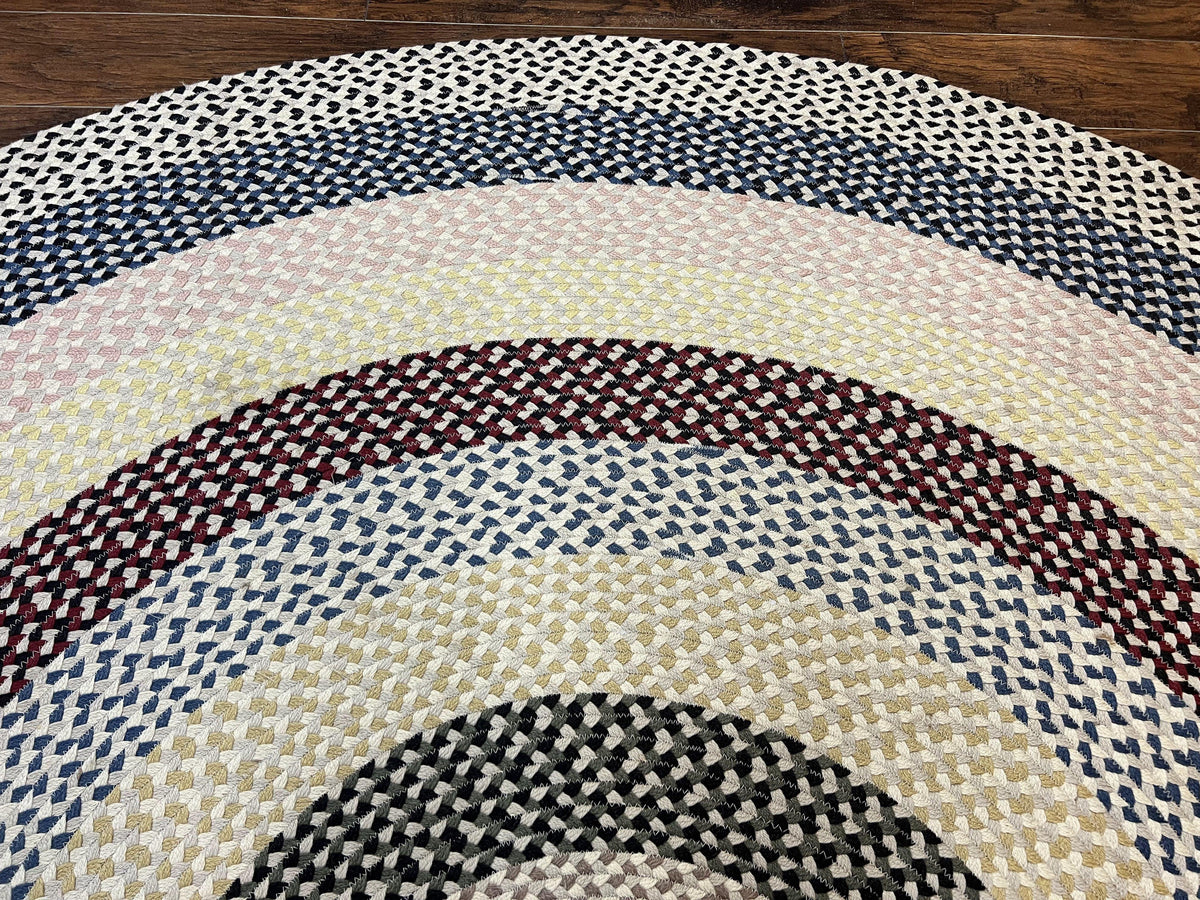 Round American Braided Rug 9x9 ft, Large Round Vintage Braided Rug, Mu ...