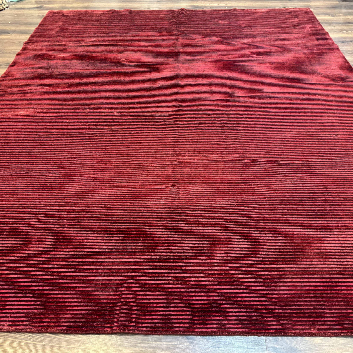 Modern Tibetan Rug 8x10, Red, Stripes, Handmade Wool Thick Pile Carpet ...