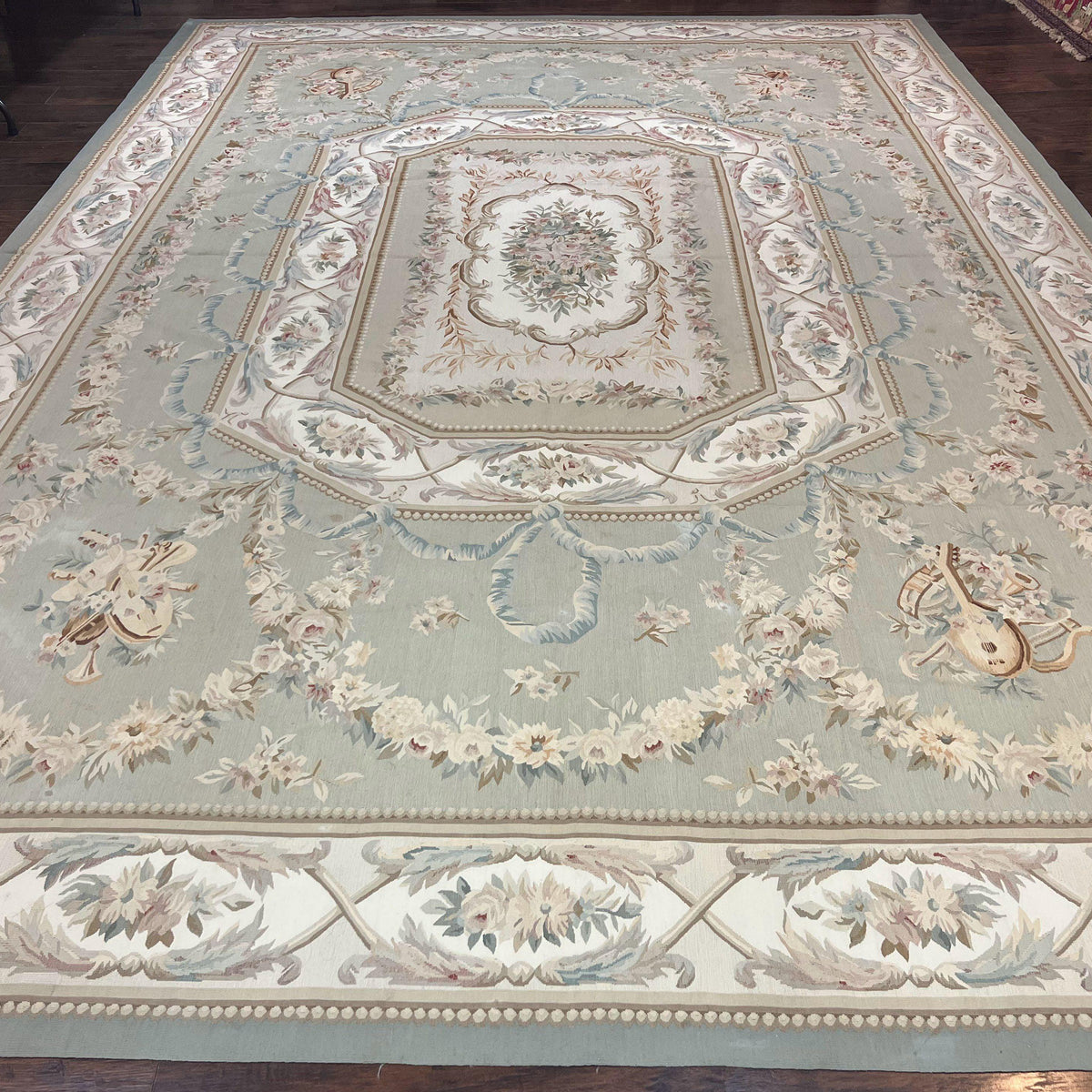 Large Needlepoint Rug 11x16, Vintage Wool European Design Aubusson Car ...