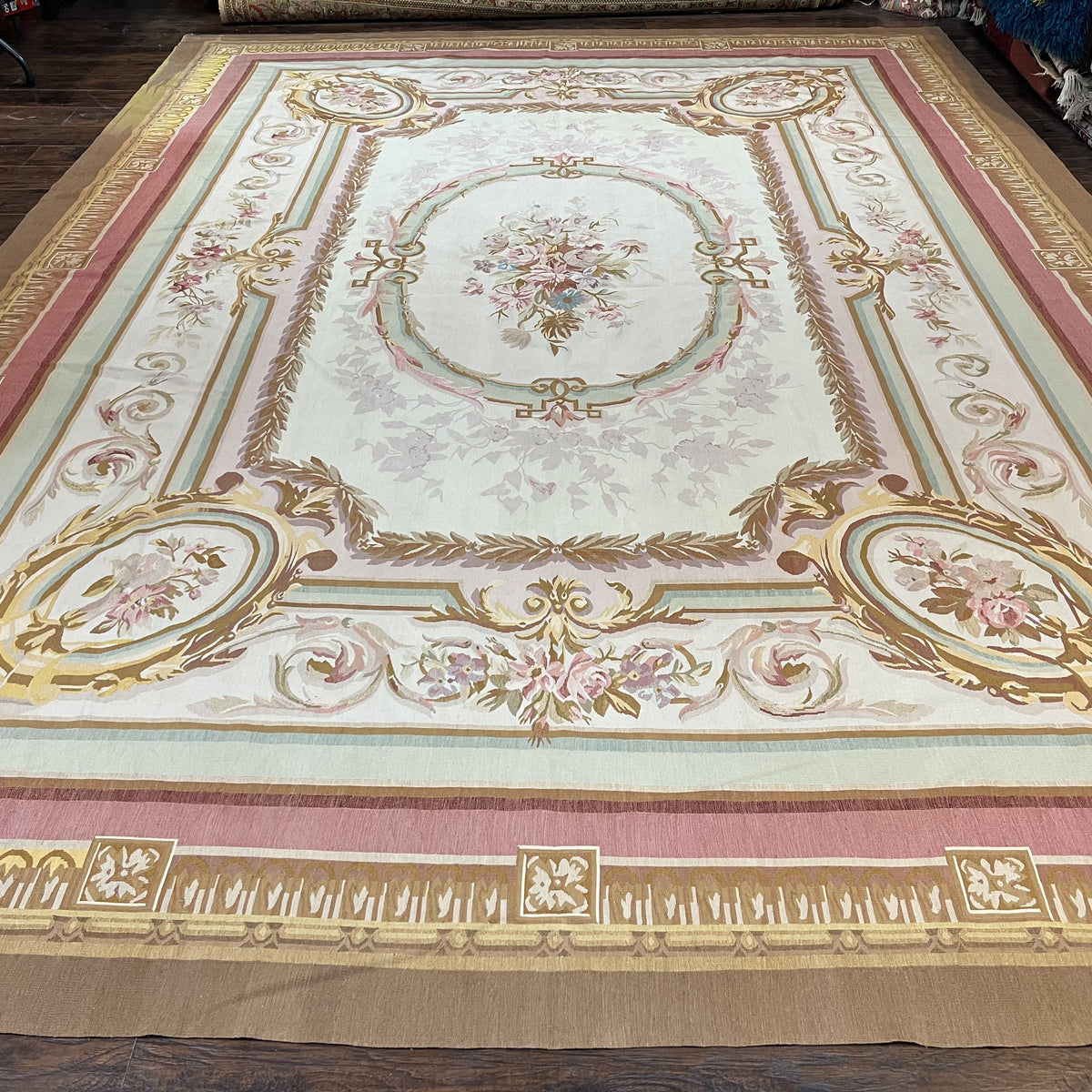 Large Aubusson Rug 11x15, Oversized Gallery Palace Size Flatweave Savo ...