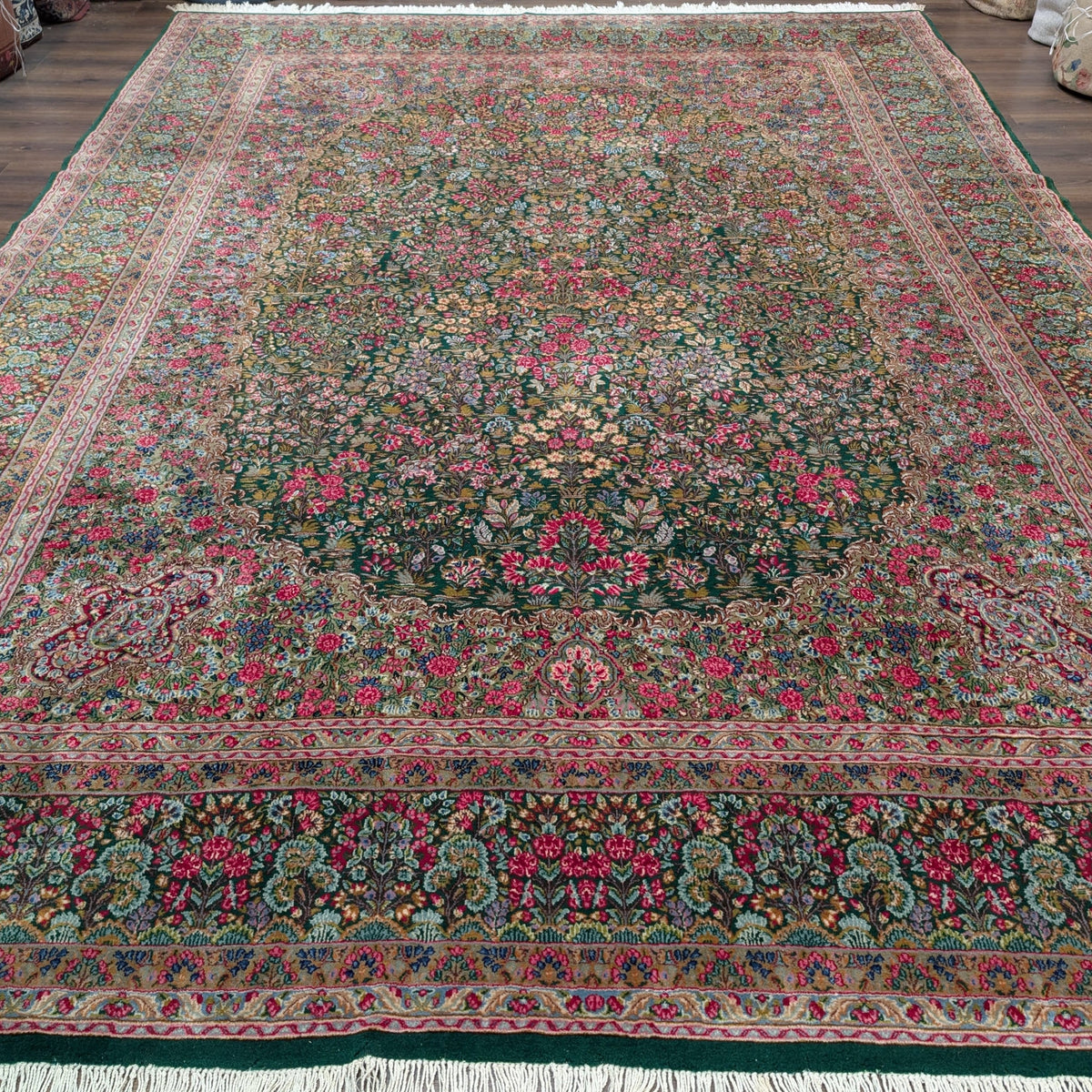Persian Kerman Rug 10x13, Millefleur Floral Allover Pattern, Hand-Knot ...
