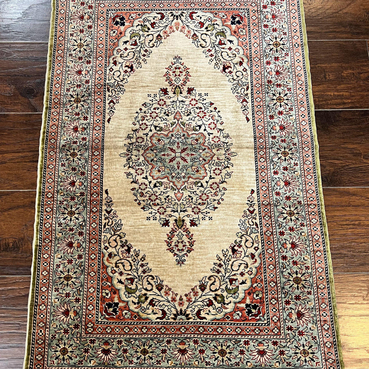 Silk Turkish Kayseri Rug 2x3, Very Finely Hand Knotted, Semi Open Fiel ...