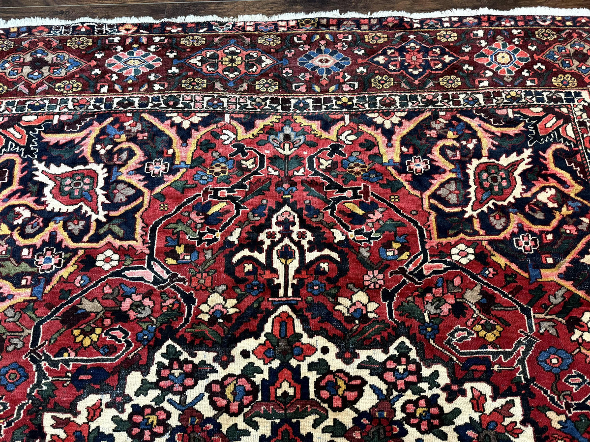 Rare Persian Bakhtiari Rug 10x13, Red, Semi Antique, Large Persian Car ...