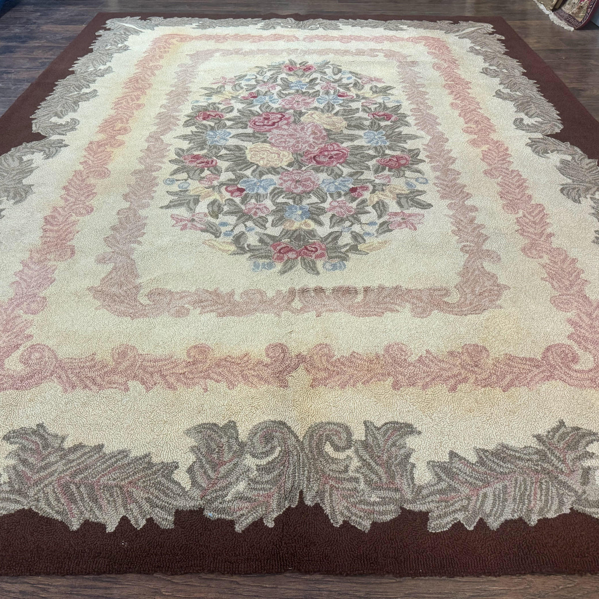 American Hand Hooked Rug 9x12, Vintage Aubusson Carpet, Wool – Jewel Rugs