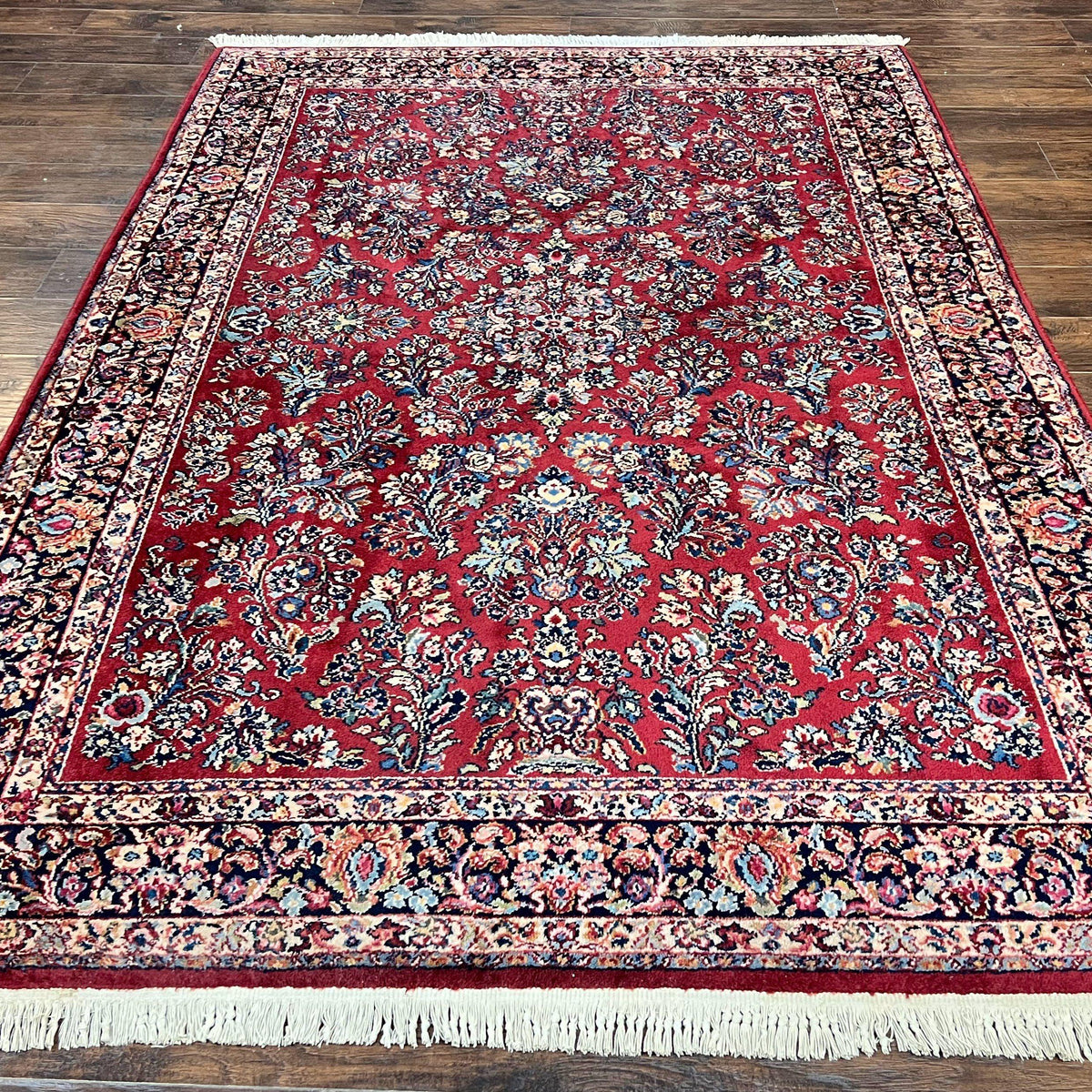 Karastan Rug 5.9 x 9 Red Sarouk #785, Wool Karastan Carpet, Original 7 ...