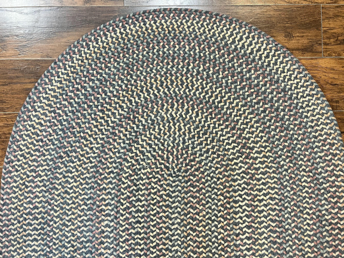 Oval Braided Rug 4x6, Vintage Hand Braided Rug, Multicolor Braided Rug ...