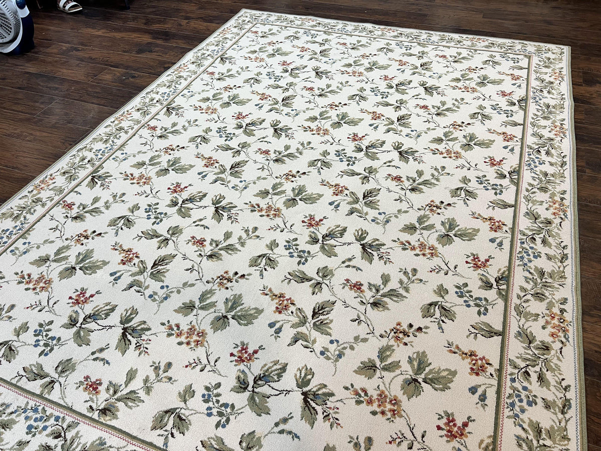Vintage Stark Carpet 7x10, Ivory and Green, European Aubusson Design ...
